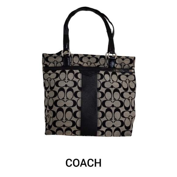 Coach | Bags | Vintage Coach Signature Tote Bag Black And Grey | Poshmark